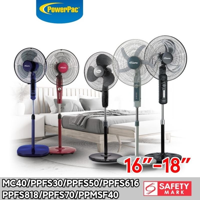 【SG Ready Stock SG PLUG】PowPowerpac stand fan 16-18 inches MC40/PPFS30 ...