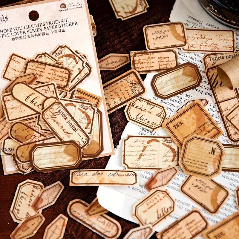 40 Sheets Retro Border Coffee Stickers for Scrapbooking DIY Decorative ...