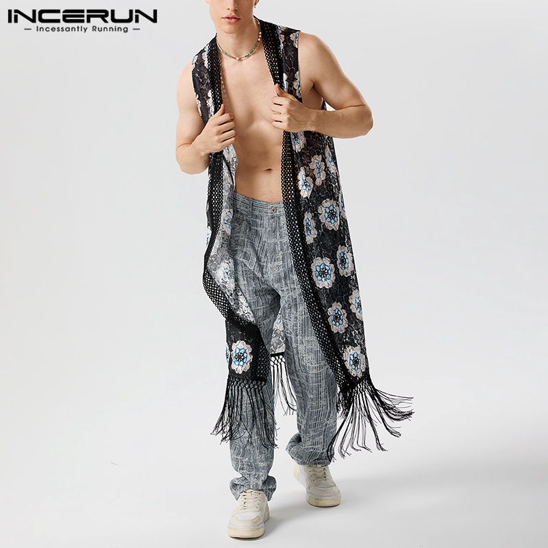 INCERUN Men's Fashion Window Plaid Long Sleeveless Cardigan | Shopee ...