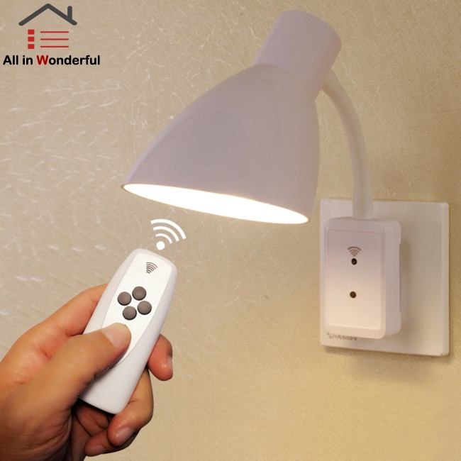 WS Intelligent Wall LED Light Socket Plug with Remote Control E27 220V ...