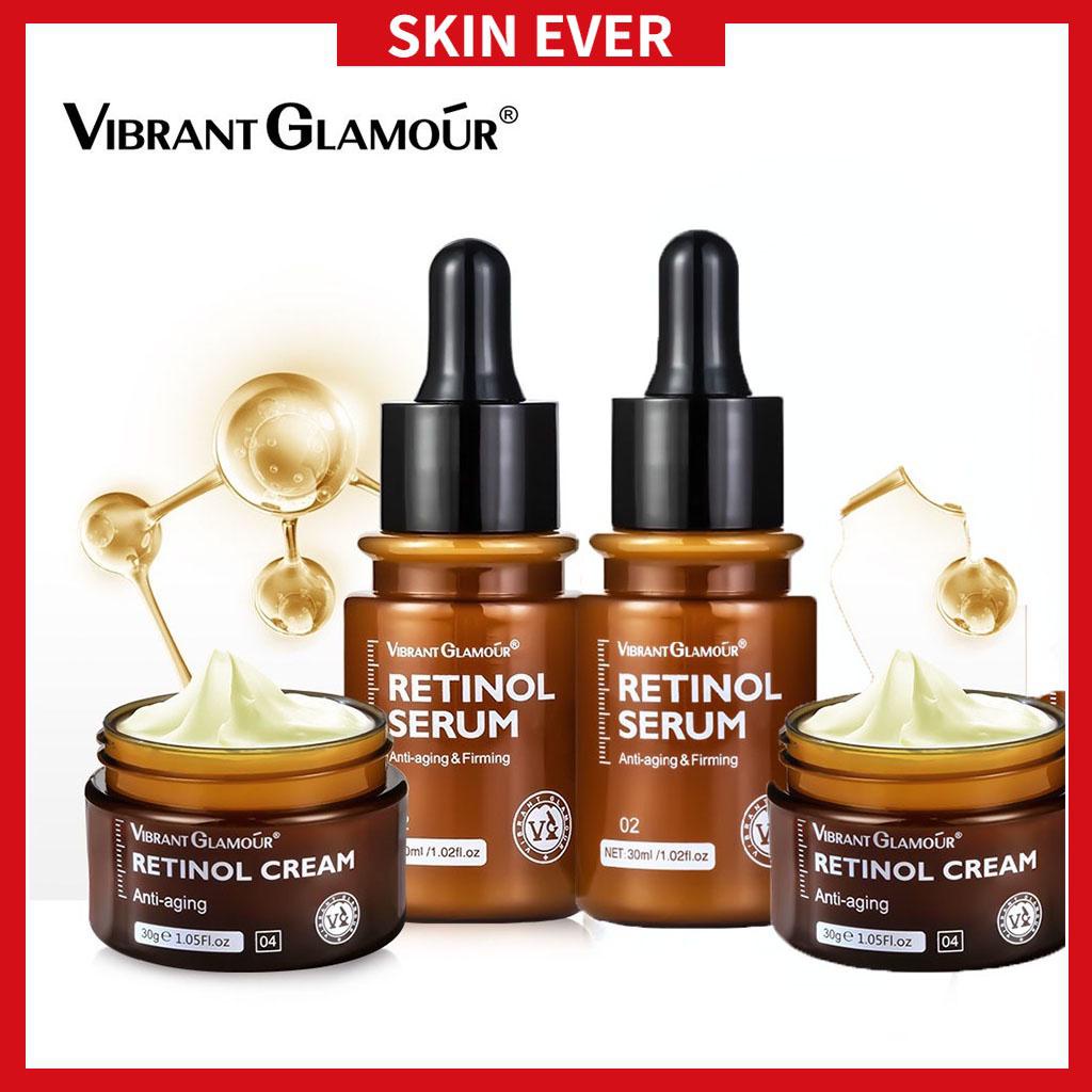 VIBRANT GLAMOUR Natural Retinol Sets Face Cream*2Pcs+Facial Serum*2Pcs ...