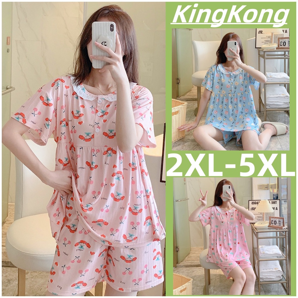 2XL-5XL Plus size Pajamas Set Pyjamas Women Cotton Sleepwear Woman ...