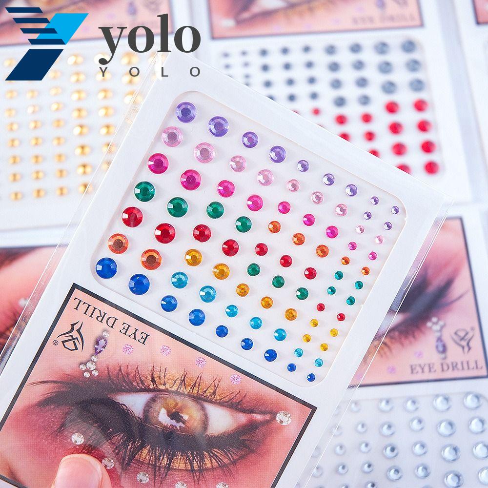 YOLO Face Body Colored Rhinestone 3D 1PC Eyes Shadow Crystal Party DIY ...