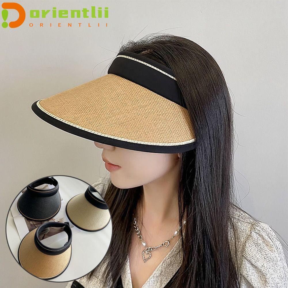 ORIENTLII Sun Hats Empty Top Women Girls UV Protection Wide Large Brim ...
