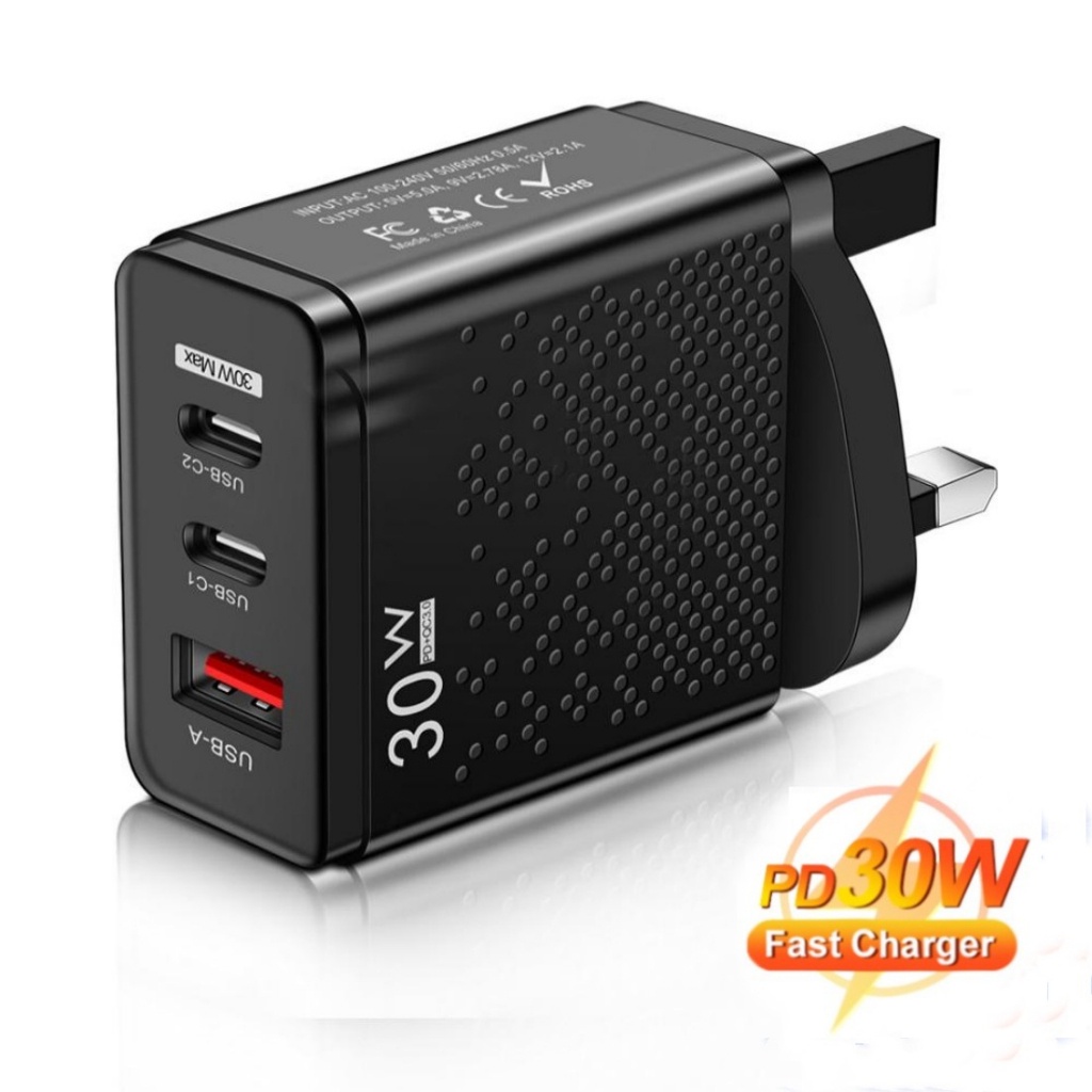 30W USB Type C Fast Charger QC 3.0 Dual PD Port Portable Adapter For 14 ...