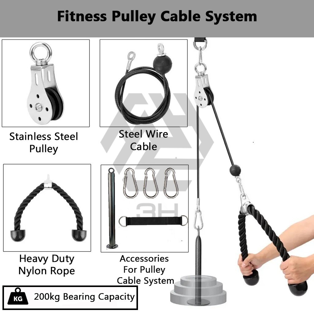 3H Sistem Kabel Pulley DIY Senaman | Tricep Rope Home Workout | Pulley ...