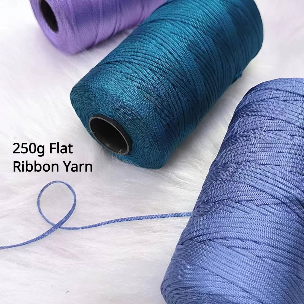 250g Flat Ribbon Yarn/ benang kait beg/ Icy Yarn/ Tape Yarn/ Tali Beg ...