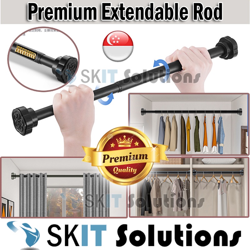 PREMIUM Curtain Rod Pole Laundry Shower Practical Stainless Steel Round ...