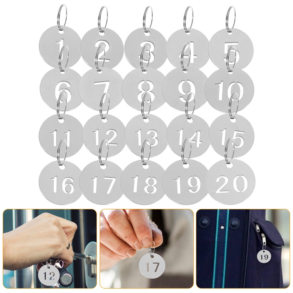 [READY STOCK] Metal Tags Stainless Steel Number Plate Key Rings for ...