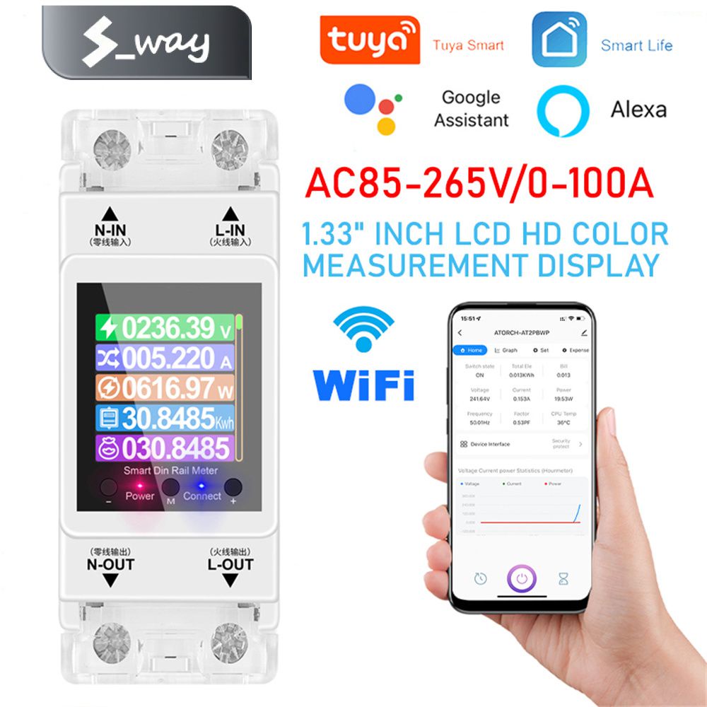 Tuya WiFi Electricity Power Energy Smart Meter Household Digital ...