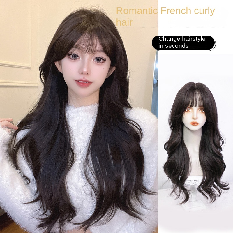 Al-102 Front Lace Middle Split Wig Lazy Big Wave Curly Hair Wig Full ...