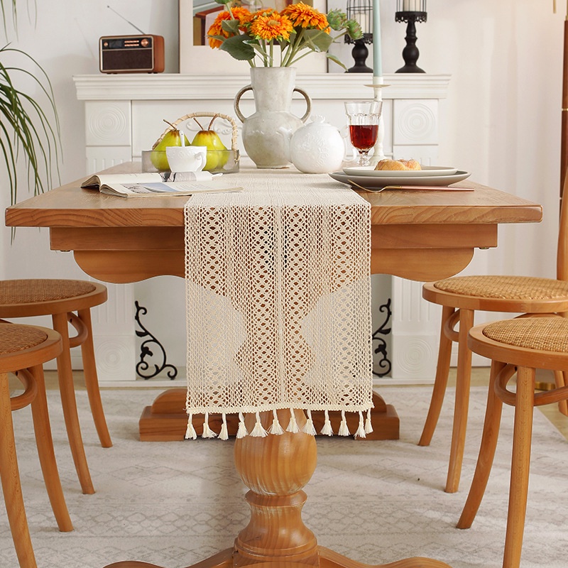 Retro American Weaving Hollow Table Runner Shoe Cabinet Dining Table ...