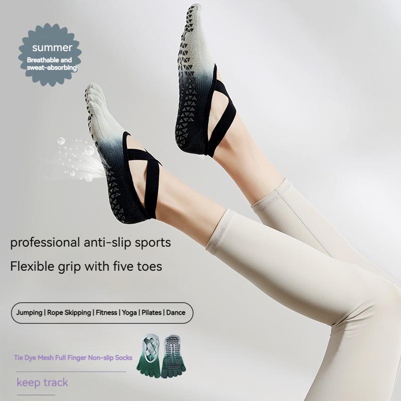 Gradient Color Yoga Socks, Anti-Slip, Pilates Socks, Grip Socks, Thin ...