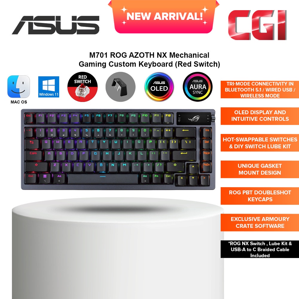 Asus M701 ROG Azoth OLED Display SpeedNova NX Mechanical Gaming ...