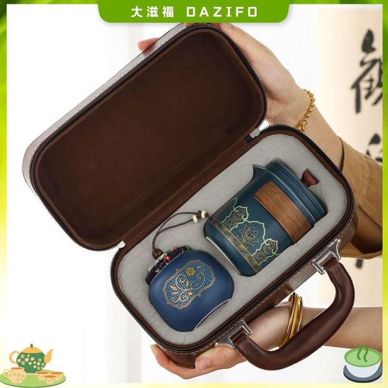 Tea Pot Set chineseOne Pot Fills Three Cups Portable Travel Bag Kung Fu ...