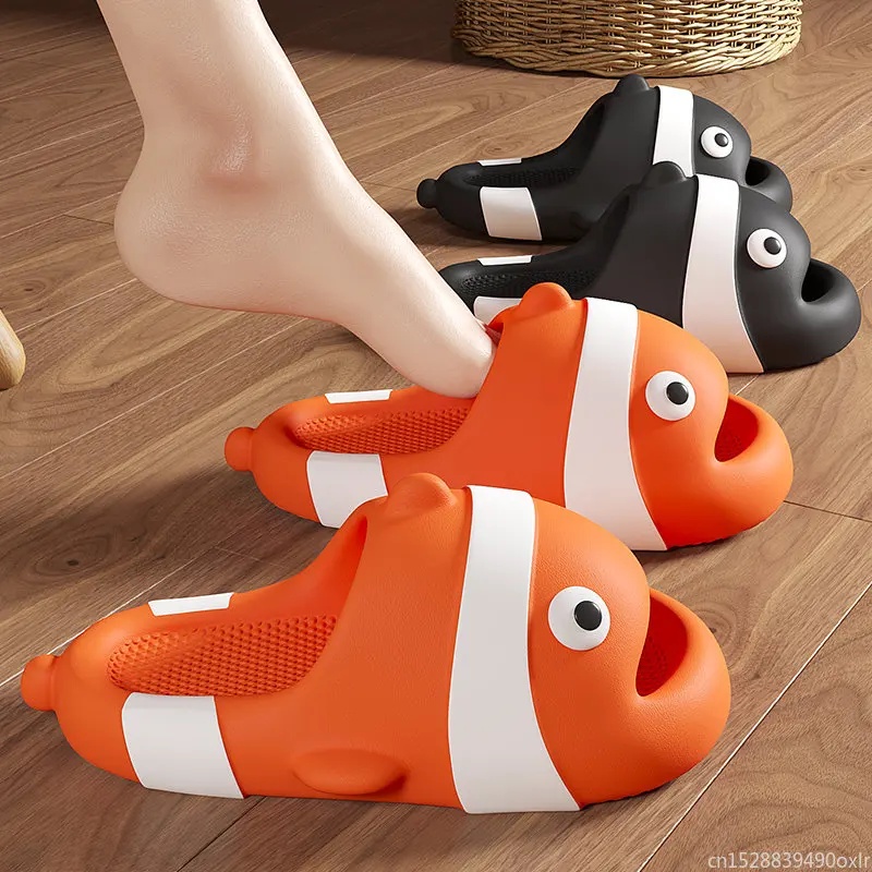 Women Funny Slippers Cartoon Clownfish Summer Home Anti-Skid Eva Couple ...