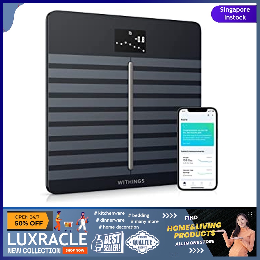 Withings Premium Wi-Fi Body Cardio Composition Smart Digital Scale ...