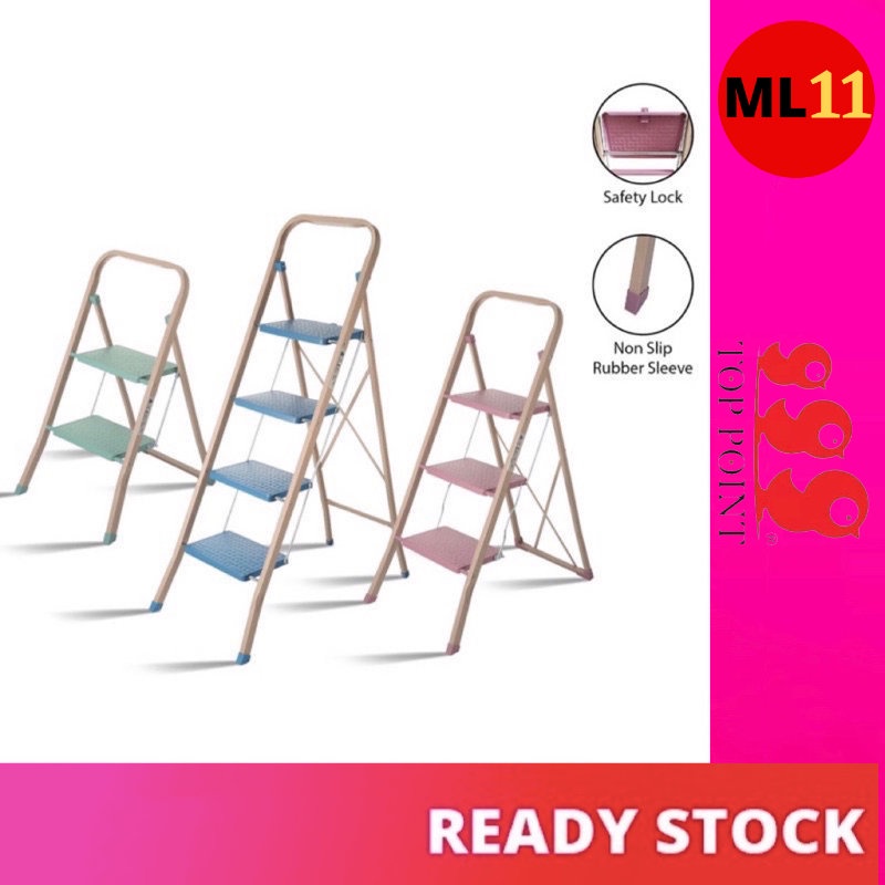 TOP POINT 2/3/4 Step Foldable Steel Ladder (Max Load 150KG) Steps ...