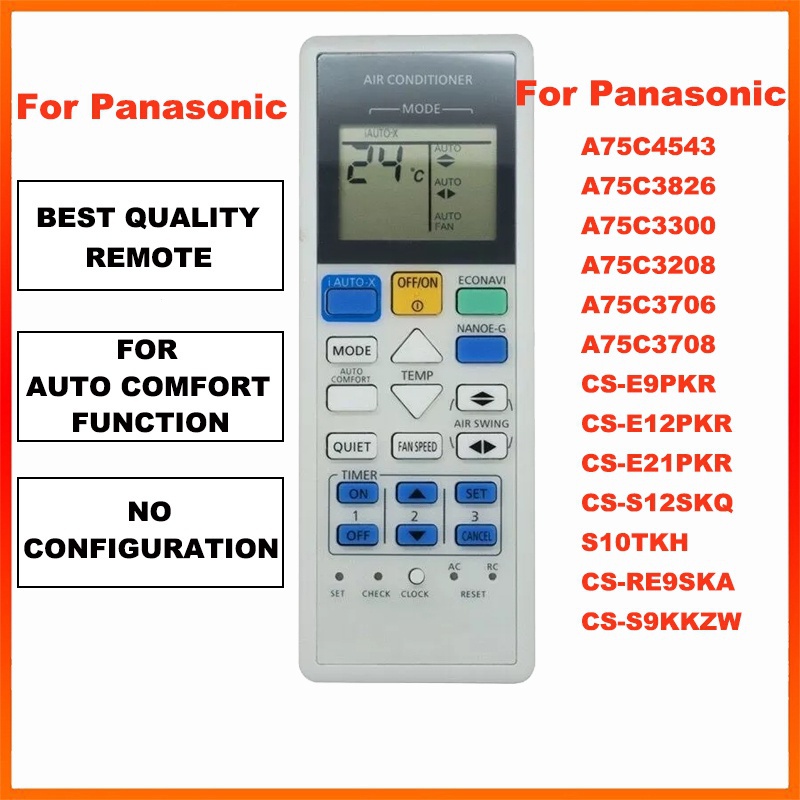New For Panasonic Air Conditioner AC Remote Control A75C4543 A75C3826 ...