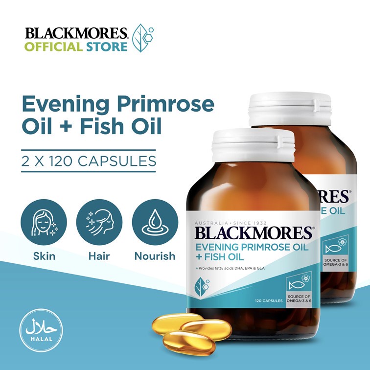 [Bundle of 2] Blackmores Evening Primrose Oil & Fish Oil (120s ...
