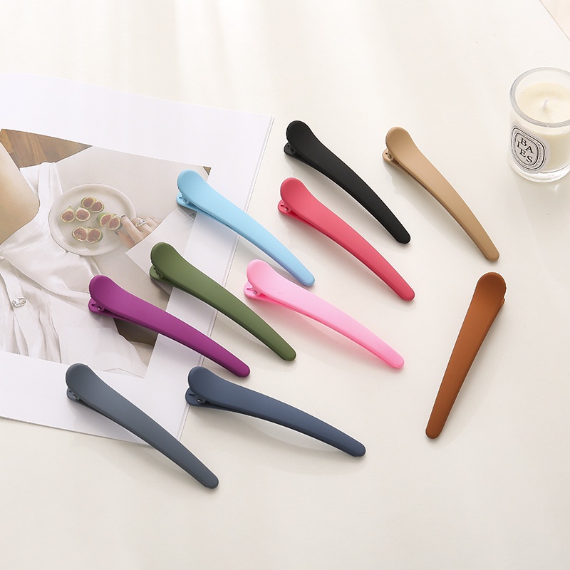 Macaron Frosted Hair Clip 8CM Simple Flat Side Clip Girl Makeup Face ...