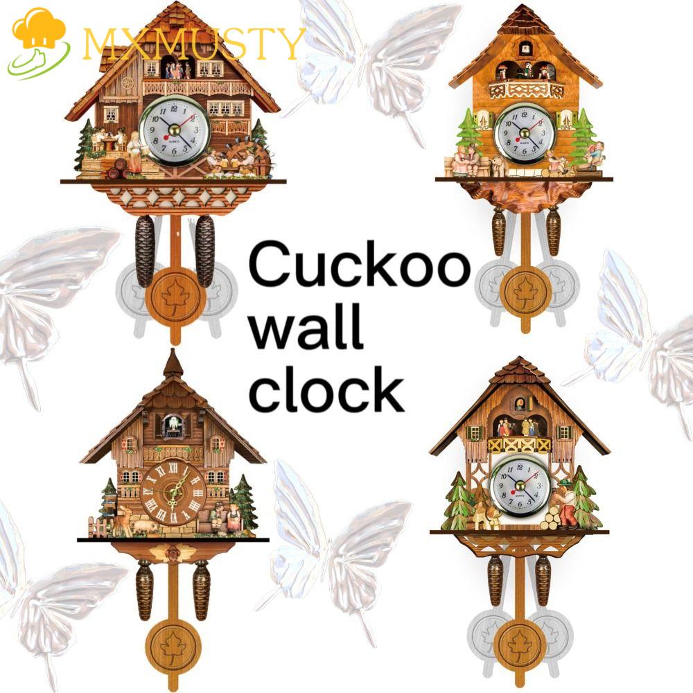 MXMUSTY Wall Clock, Vintage Silent Wood Pendulum Vintage Clocks ...
