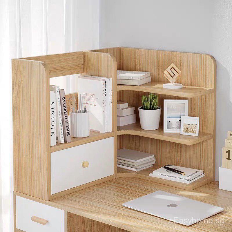 LAIFU Desktop Wooden Storage Rack With Drawer Book Shelf Table Shelving ...