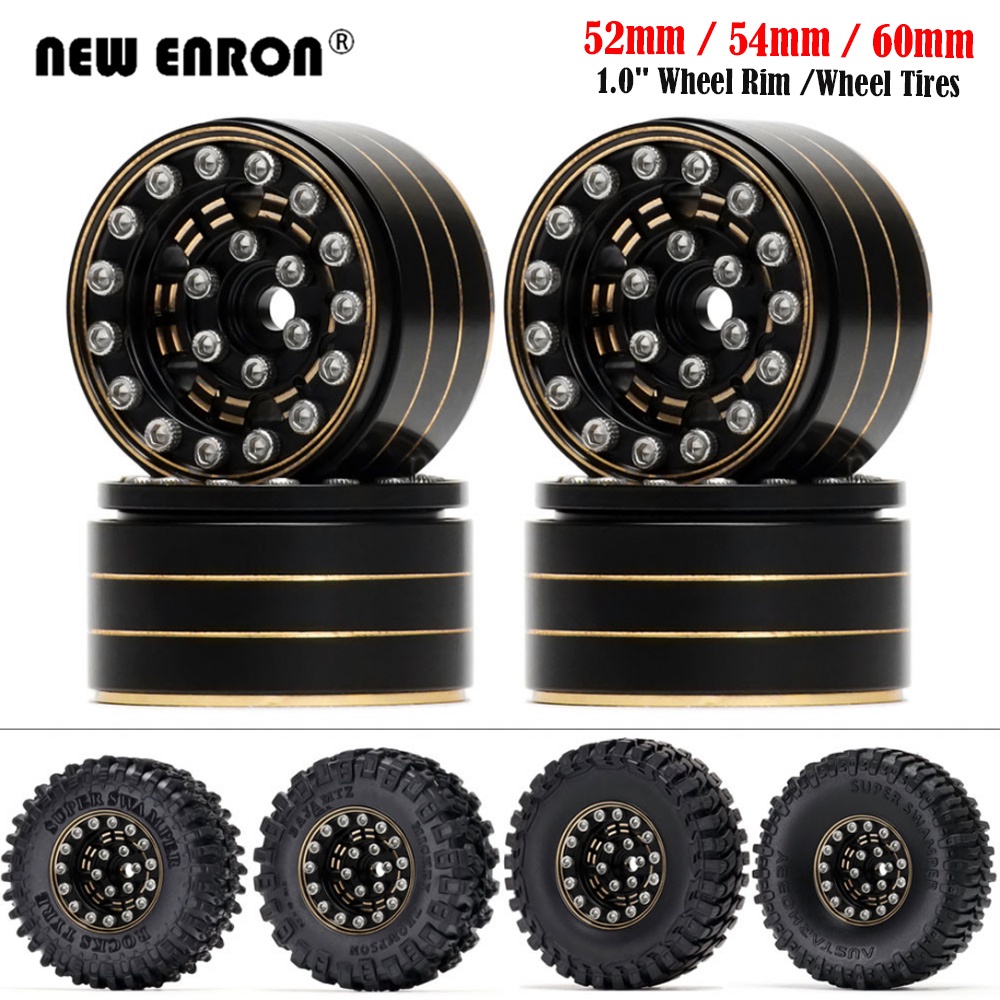 RC Wheel Hub Wheel Rim 1.0 Beadlock Rubber Tires 4Pc for RC Car Part ...