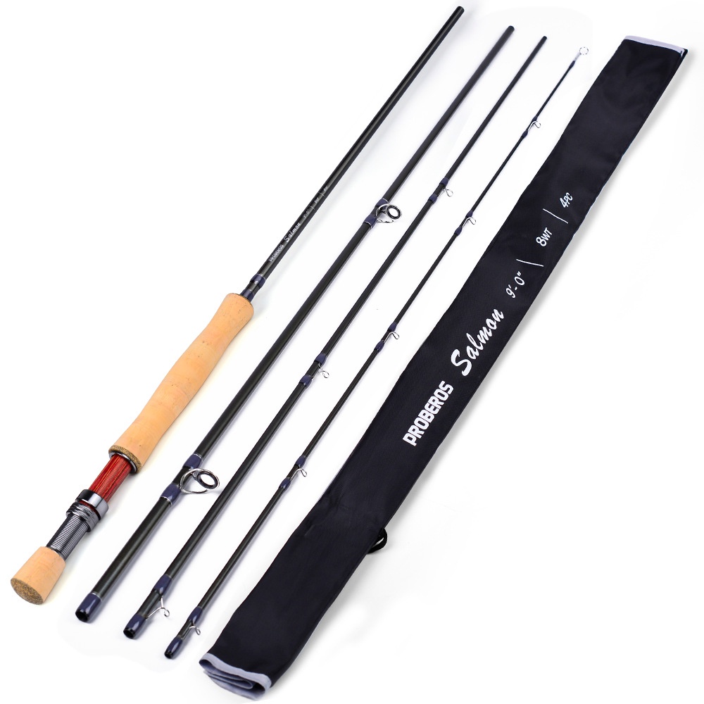 PROBEROS 4 Section Fly Rod Fly Fishing Rod 9 Feet 2.7 Meters 6wt 8wt ...