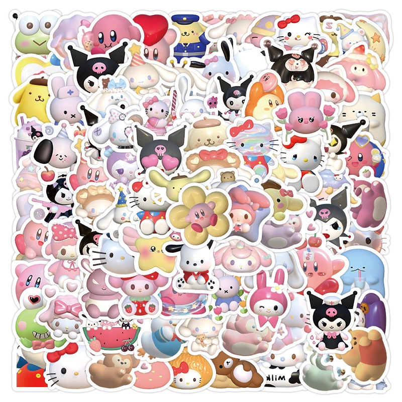 100pcs Sanrio 3D Stickers Waterproof PVC Sticker for Cup Luggage Phone ...