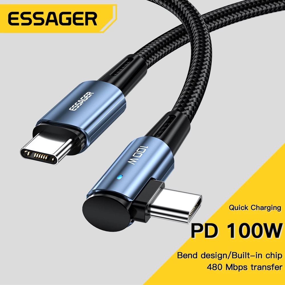 Essager 100W USB Type C To USB C Cable 90 Degree Angle Fast Charging ...