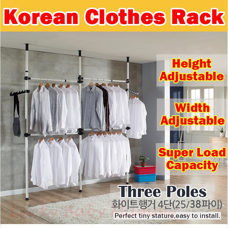 Korean Standing Clothes Rack Space Saving Corner Valet Clothes Rack ...