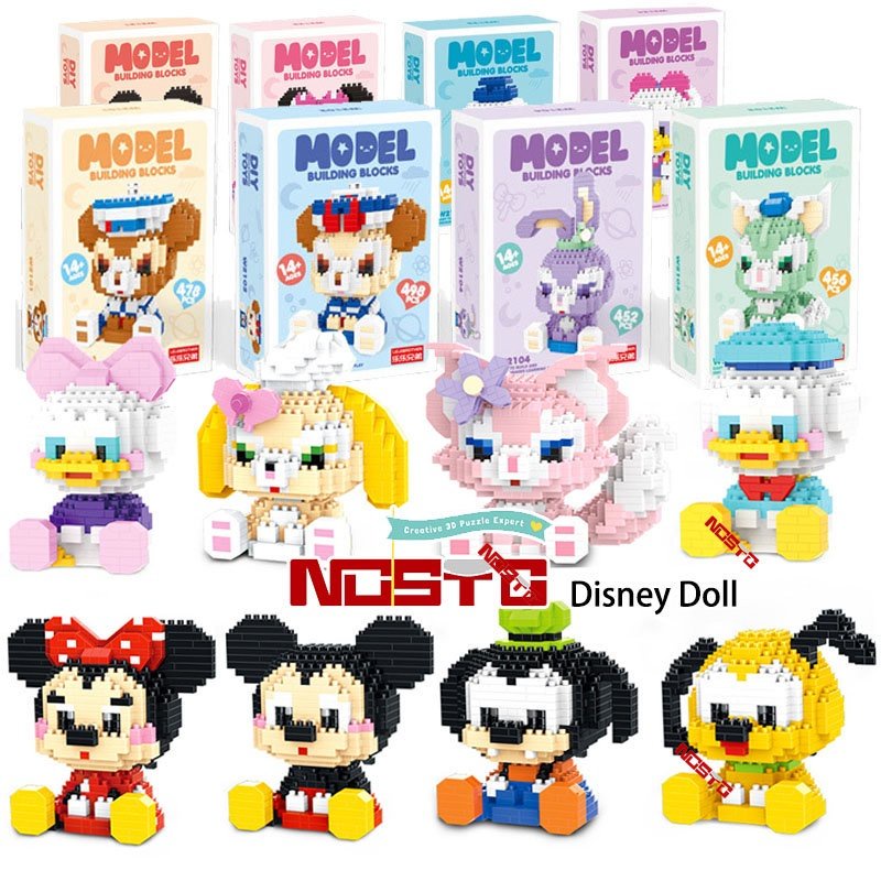 Nano Blocks LinaBell Disney MOC Building Stellalou Mickey Minnie Light Toys Girls Gifts Pop Doll ...