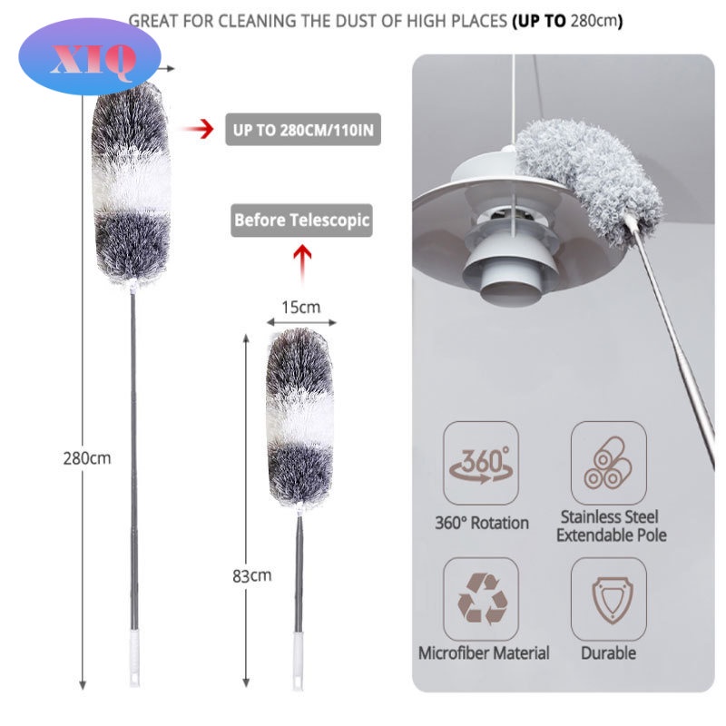 2.8M Extendable Microfiber Feather Duster Bendable Head Long Handle ...