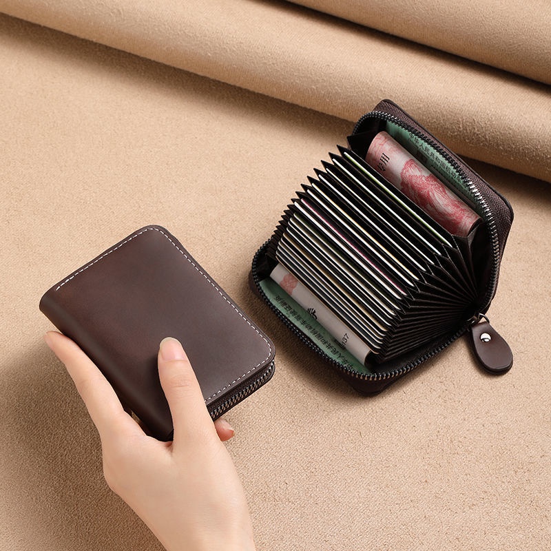Card Bag, Soft Leather, Men's Large Capacity Card Holder, Multiple Anti ...