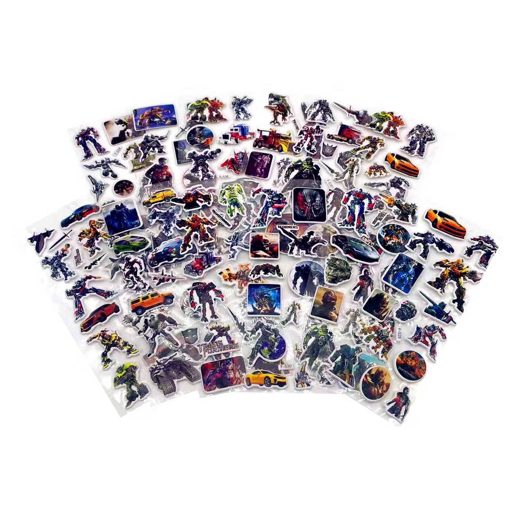 12 sheets Transformers Theme Non-repeating PVC Stickers Kids Party ...