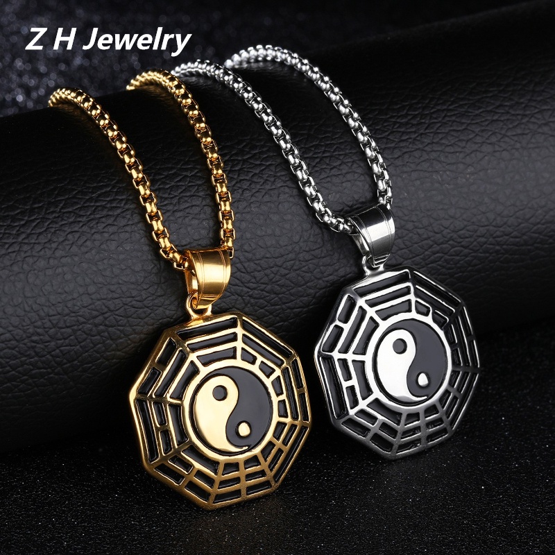 [Z H Jewelry] Vintage Bagua Talisman Hip Hop Tai Chi Compass Pendant ...