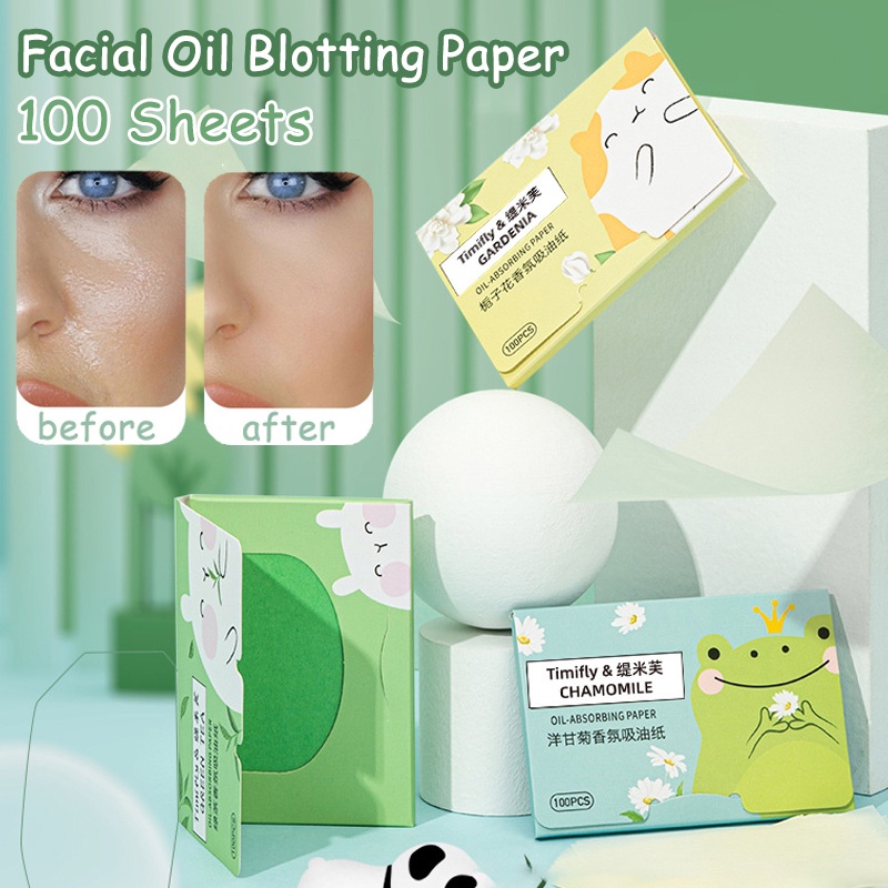 100 Sheets/Pack Cute Portable Face Oil Blotting Paper Cleanser Oil ...