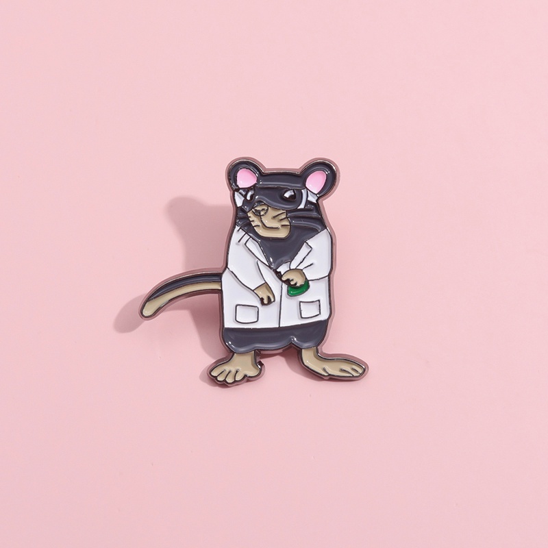 Science Lab Rat Enamel Pin Funny Cute Mouse Doctor Brooch Lapel Badges ...