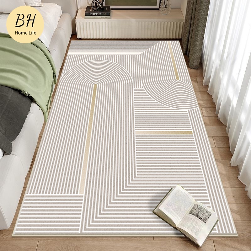 [BH]Minimalism Simple Carpet Anti Slip Bedroom Bedside Long Fluffy Rug ...