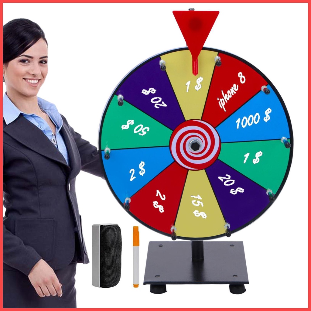 Prize Wheel 12 Inch Spin The Wheel with Dry Erase Marker and Eraser 10 ...