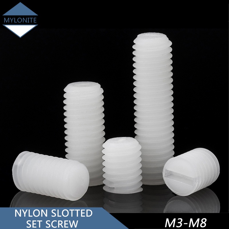 M6 M8 M10 M12 White Slotted Nylon Set Screw Plastic Thread Flat Head ...