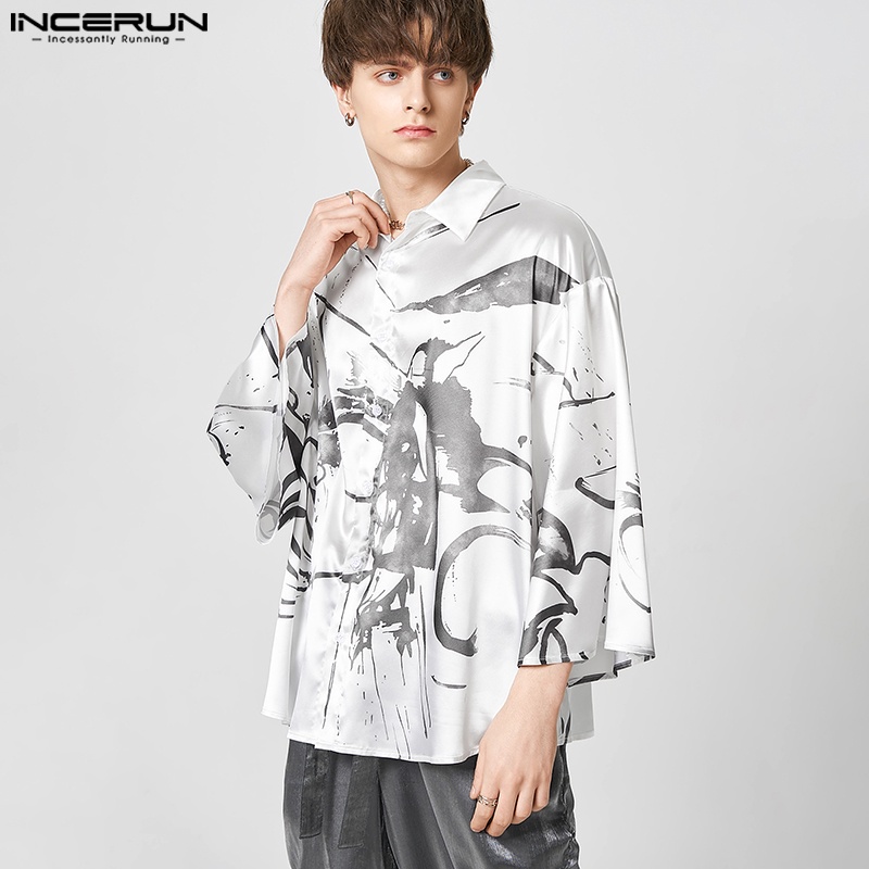 INCERUN Men's Ink Painting Long Sleeve Cloak | Shopee Singapore