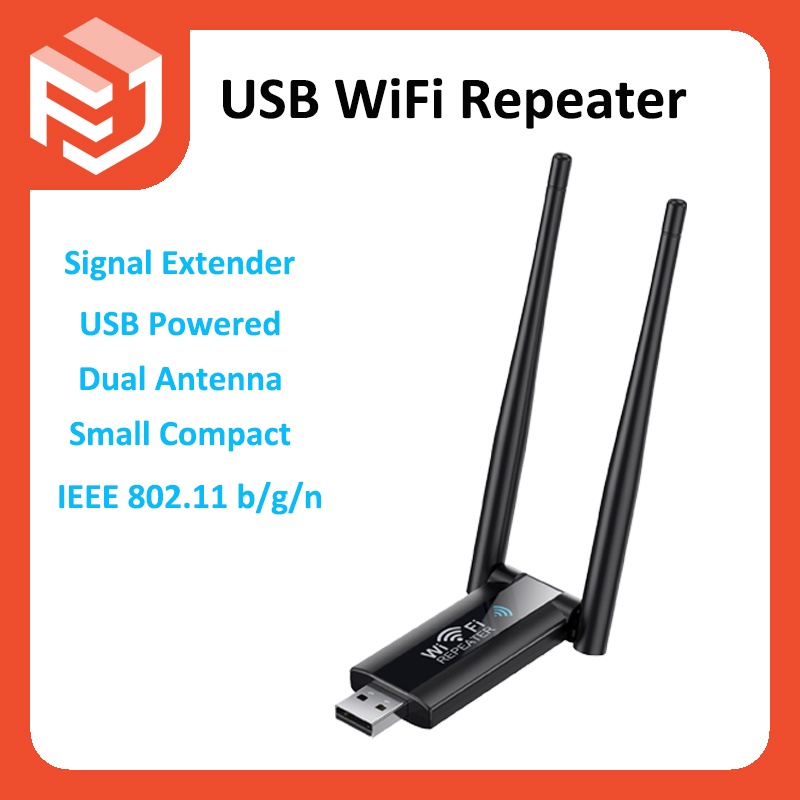 Mini USB WiFi Repeater Dual Antenna WiFi Extender 300Mbps Signal Extender | Shopee Singapore