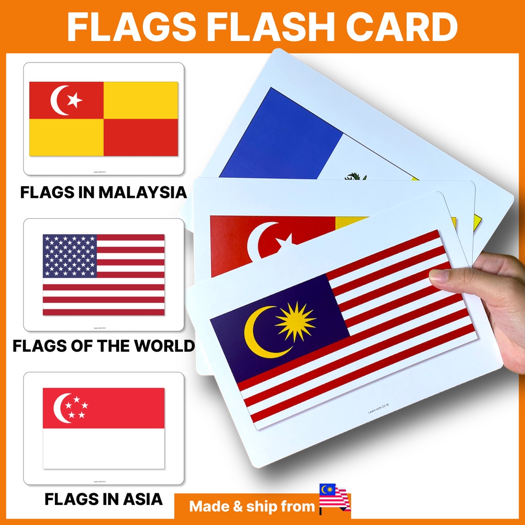 Flag Flash Card for Kids, States of World Flags, Asia Flags, Bendera ...