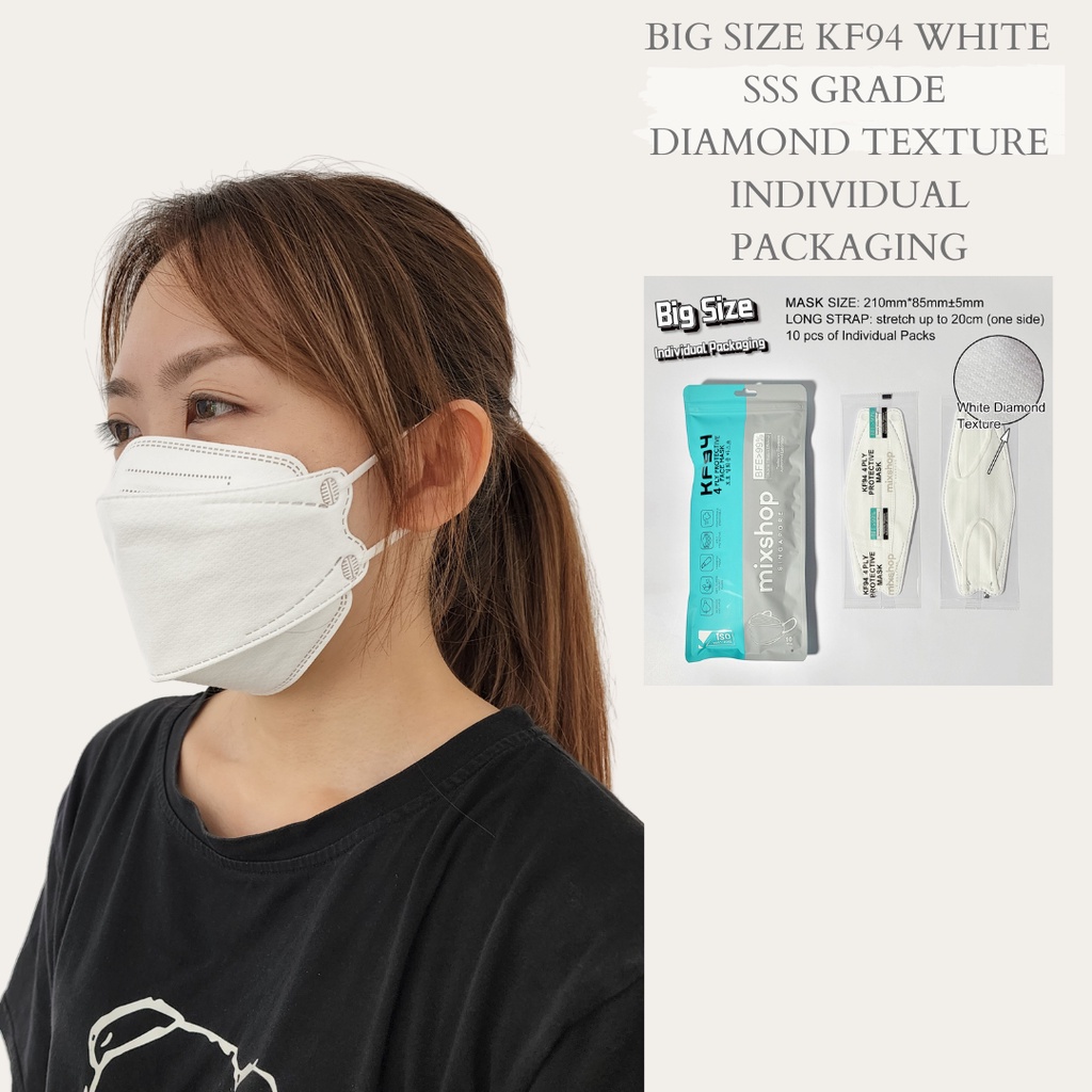 MASK mixshop KF94 4 PLY mask, (10pcs pack) SG ready stock, BFE>99.9% ...