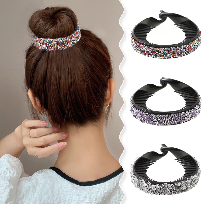 New Rhinestone Ball Hair Bun Hair Accessories Ponytail Buckle Grab Clip ...