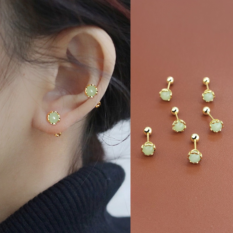 Gold Jade Helix Earring 1pair Earings for Women Stud Hikaw for Women ...