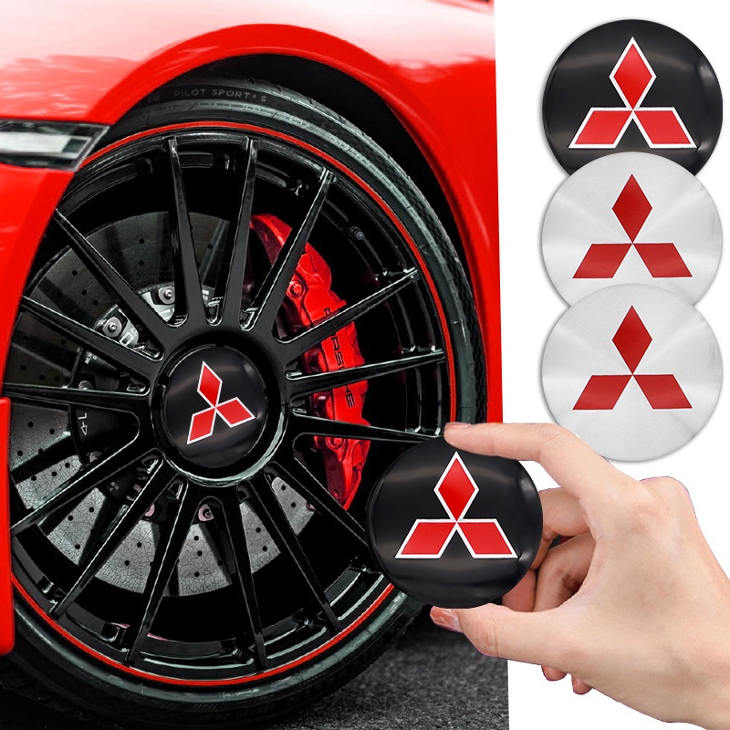 Mitsubishi 4pcs 56mm Car Wheel Center Hub Cap Badge Emblem Decal Wheel ...