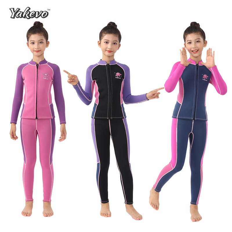 2pcs Split Wetsuits Kid Girls 2.5mm Neoprene Swimming Suits for ...